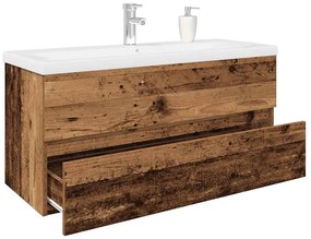 Umyvadlová skříňka s vestavěným umyvadlem a baterie staré dřevo 3328937