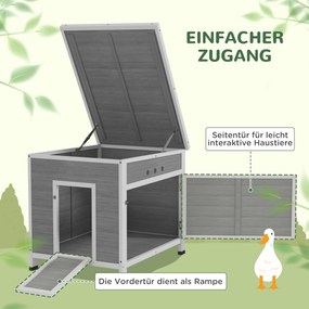 PawHut Kačerák, kachní dům ze dřeva s asfaltovou střechou, vyjímatelné dno, boční dveře, drůbežárna s ventilačními otvory, odolný proti počasí, husí …