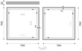Nimco LED zrcadlo 700x700 - ZP 13077