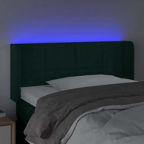 Čelo postele s LED tmavě zelené 93 x 16 x 78/88 cm samet 3123275