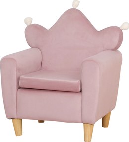 Dětské křeslo HOMCOM Mini Pohovka pro děti od 3 let s polstrovaným sedákem a dřevěnou konstrukcí Max. Nosnost 45 kg 50x42x58 cm Růžová | Aosom