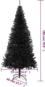 Umělý vánoční stromek se stojanem černý 180 cm PVC 321001