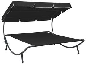 Zahradní postel s baldachýnem černá,  313525