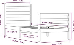 vidaXL Rám postele masivní borovice 90 x 200 cm [3103699] Barva: Bílá