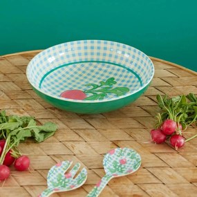 rice Velká melaminová mísa na salát Ravishing Radish 2,5 l, růžová barva, zelená barva, krémová barva, melamin