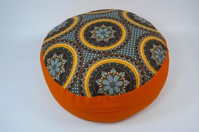 S radostí - vlastní výroba Meditační sedák s oranžovou mandalou - oranžový Velikost: ∅35 x v18 cm
