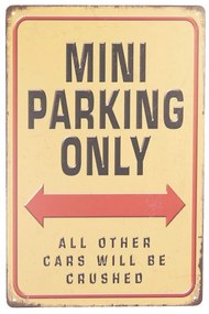Barevná kovová cedule MINI PARKING ONLY s patinou – 20x1x30 cm