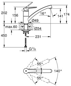 GROHE 31685000 - Dřezová baterie STARTECO lesklý chrom