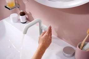 Hansgrohe Tecturis S, páková umyvadlová baterie 110 Fine CoolStart EcoSmart+ s odtokovou soupravou, bílá matná, HAN-73320700