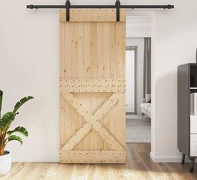 vidaXL Posuvné dveře s kováním 90 x 210 cm masivní borové dřevo [3203001]