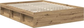 Rám postele Umělecký dub 150 x 200 cm Masivní borové dřevo 3409344