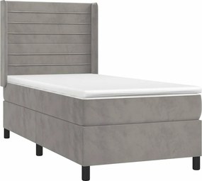 Box spring postel s matrací světle šedá 80 x 200 cm samet 3132705
