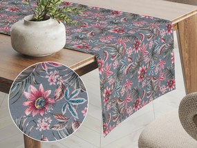 Biante Dekorační běhoun na stůl PML-043 Tropické květy na šedém 20x160 cm