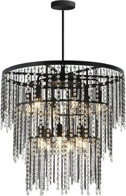 Toolight Toolight, stropní křišťálové svítidlo APP1314-CP Black, černá, OSW-07988