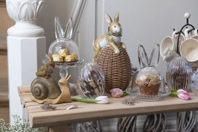 Dekorace sedící králík na šnekovi - 13*6*14 cm