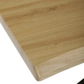 Stůl jídelní, MDF deska, kovová noha ve tvaru hvězdy, dekor divoký dub, černý lak (180 x 90) cm