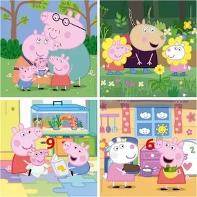EDUCA Puzzle Prasátko Peppa 4v1 / (6  9  12  16 dílků) / od 3 let