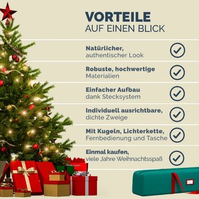 Umělý Vánoční stromek Premium 180cm + koule červená + Světelný řetěz teplá bílá