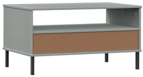 Konferenční stolek Oslo II s kovovými nohami - masivní borové dřevo | šedý