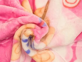 Růžová dětská deka ZAJÍČEK A MEDVÍDEK, 80x110 cm