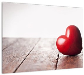 Skleněný obraz dřevěného srdce (70x50 cm)