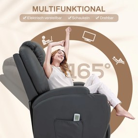 HOMCOM Relaxační křeslo s masážní funkcí, elektrické TV křeslo s polohovatelnou funkcí, masážní křeslo s dálkovým ovládáním, držák na nápoje