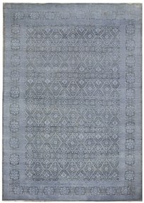 Diamond Carpets India, Ručně vázaný kusový koberec Diamond DC-HALI B Light grey/blue, 120x170, modrá, chodba / předsíň
