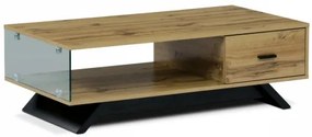 Konferenční stolek 110x60x35 3D dekor divoký dub 8mm skleněný bok AHG-647 OAK