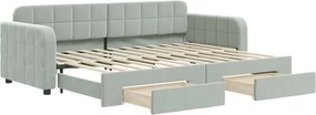 Válenda s přistýlkou a zásuvkami světle šedá 80 x 200 cm samet 3196970