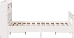 Postel s knihovnou bez matrace bílá 160x200 cm masivní borovice 3323021