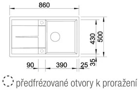 Blanco Metra 5 S Granitový dřez s odkapem oboustranné provedení, 86x50cm, černá 525919