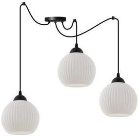 Závěsné svítidlo Riffle Round Spider, 3x bílé skleněné stínítko, b