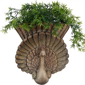 Hnědý antik květináč páv Peacock Baroque - 36*12*39 cm
