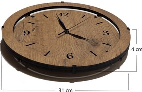 Li-Go Dřevěné hodiny nástěnné "Kruh"  dub velikost svítidla/hodin: 31 cm