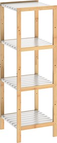 Policový regál bambus bílý 110x33x34cm
