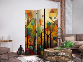 Pokojová zástěna Colorful Forest - Geometric Composition Inspired by the Style of Klimt [Room Dividers]