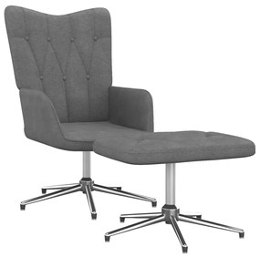 Relaxační křeslo se stoličkou tmavě šedé textil,  327601 HangarStore.cz