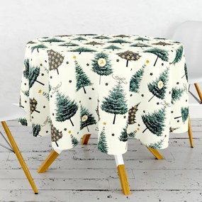 Ervi Teflonový ubrus na stůl kulatý Royal Lux - Vánoční stromečky