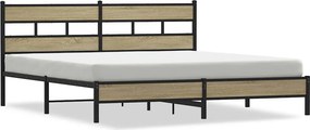 Kovový rám postele bez matrace dub sonoma 200 x 200 cm 3308498
