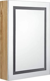 LED koupelnová skříňka se zrcadlem bílá a dub 50 x 13 x 70 cm 326493