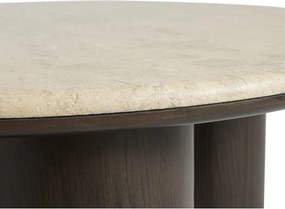 Kulatý konferenční stolek s mramorovou deskou v tmavě přírodní barvě ø 90 cm Piazze – Unique Furniture