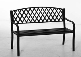 Outsunny Zahradní Lavice pro Dva s Dekorativním Opěradlem a Podlahovými Loketními Opěrkami pro Terasu, Balkón, Patio, Exteriér, Nosnost 240 kg, Litina