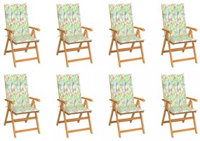 Zahradní polohovací židle 8 ks akácie / látka Dekorhome Vzor květiny