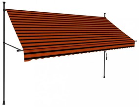 Ručně zatahovací markýza s LED světlem 300x120 cm Dekorhome Hnědá / oranžová