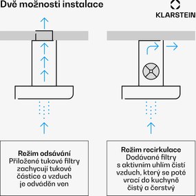 Klarstein Valeria ostrovní digestoř | odtah i recirkulace | elegantní nerezový design | 632 m³/h | 60 cm