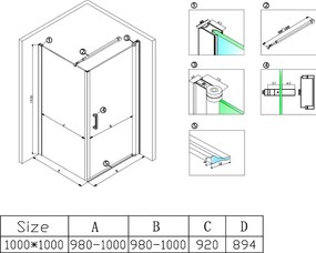 BPS-koupelny Čtvercový sprchový kout HYD-SK1190C 100x100 chrom/transparent - bez vaničky