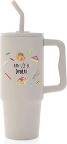 Personalizovaná nerezová termoska s barevným víčkem pro paní učitelku/pana učitele (pomůcky)
