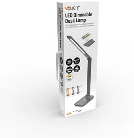 Solight LED stmívatelná lampička s bezdrátovým nabíjením, 10W, změna chromatičnosti, šedá