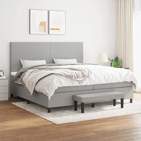Box spring postel s matrací světle šedá 200 x 200 cm textil 3136461