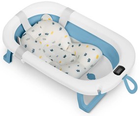 Ricokids Skládací vanička pro děti a kojence s teploměrem a vložkou - RK-287 bílá a modrá